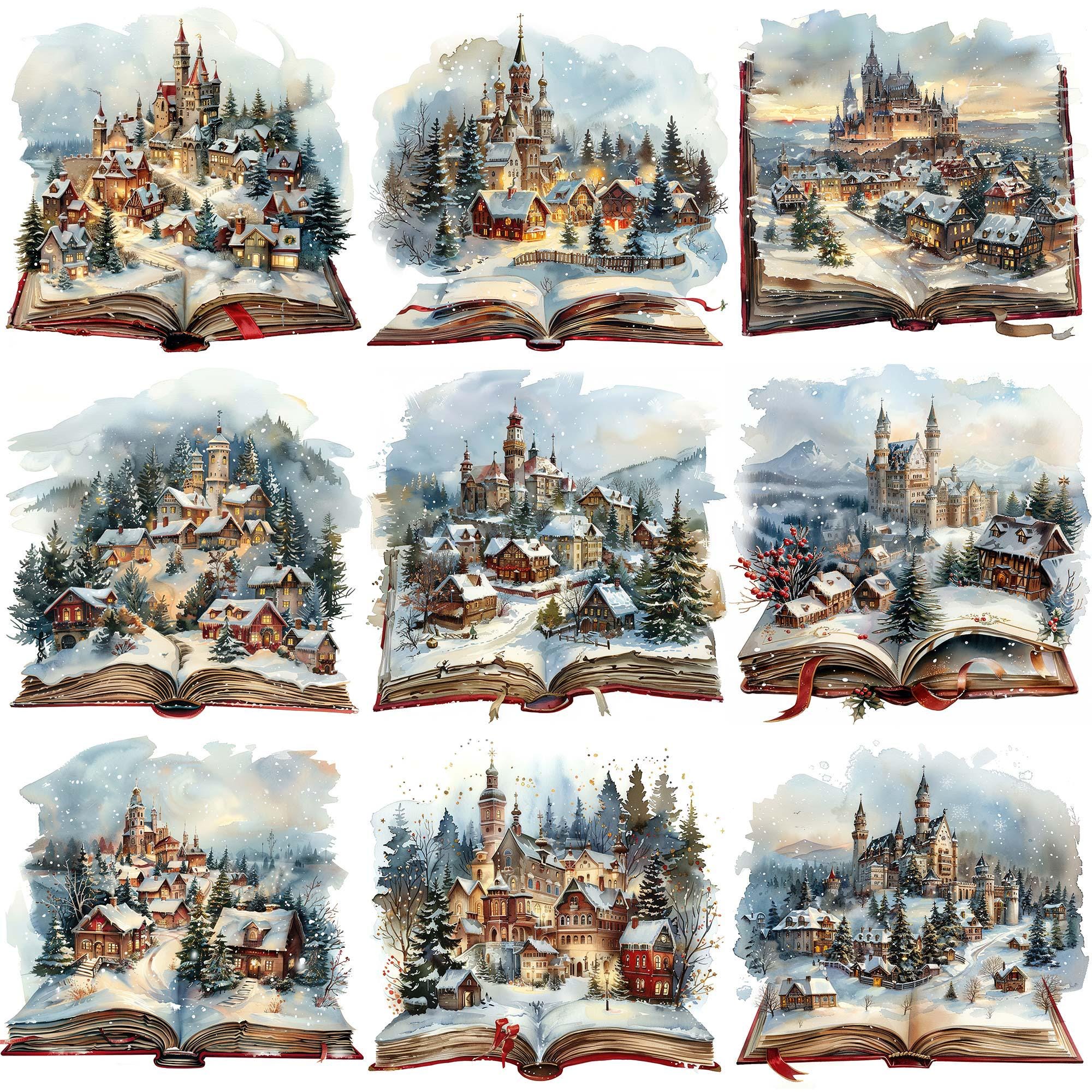 JPEG Fantasy Winter Scenery Book Clipart Bundle Magical Book Magical ...
