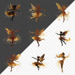 Gold Glitter Fairy Clipart Bundle Magical Clipart Fairy Wings Brocade ...