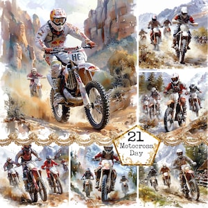 Watercolor Mountain Motocross Clipart Bundle JPEG Mountain Clipart ...