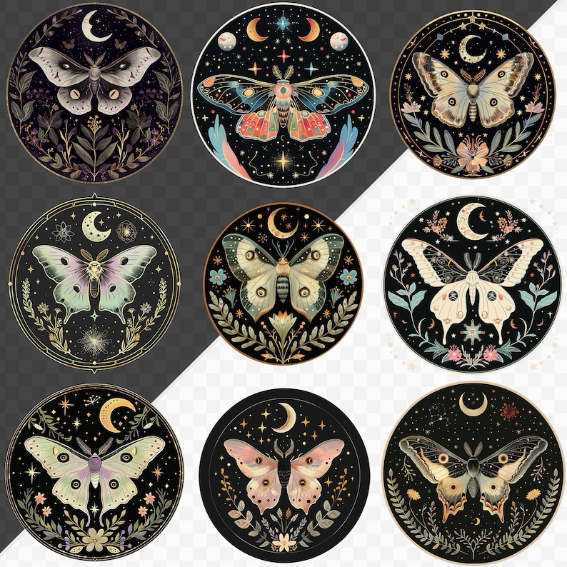 20 PNG Watercolor Galaxy Moths Clipart, Vintage Moth Clip Art, Moths ...