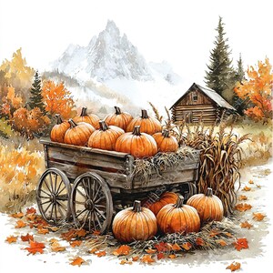 JPEG Fall Clipart - Watercolor Pumpkin Harvest Farm Halloween Autumn ...