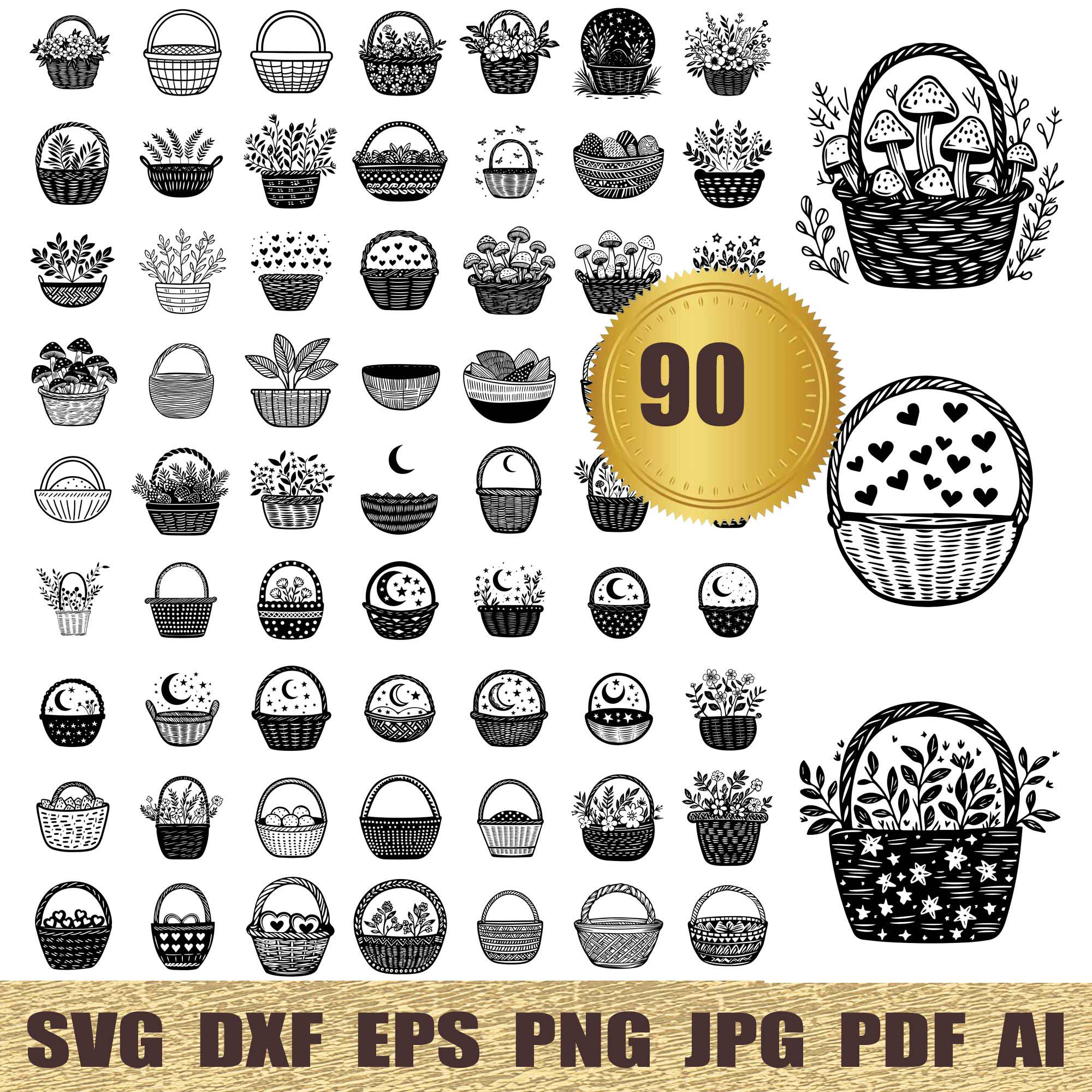 90 Baskets Eye Svg, Dxf, Eps, Ai, Pdf, Jpg, Png Wicker Basket Svg ...