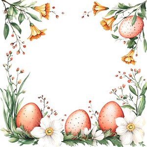 PNG + JPEG Watercolor Easter Egg Frames Clipart Bundle Spring Borders ...