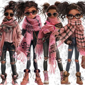 Fashion Girls Clipart Bundle Fashion Illustration PNG Fashionable Women ...