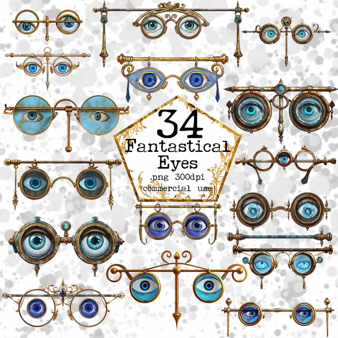 Fantasy Eyes Bundle Clipart, Transparent PNG, Vintage Ephemera ...