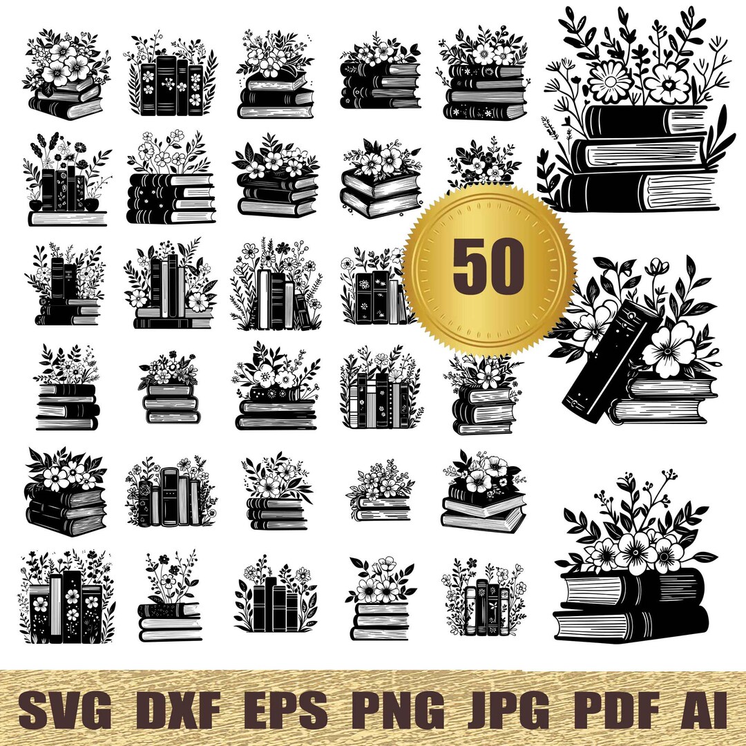 Books Svg Bundle Library Svg Bookshelf Svg Books Clipart Books Cut ...