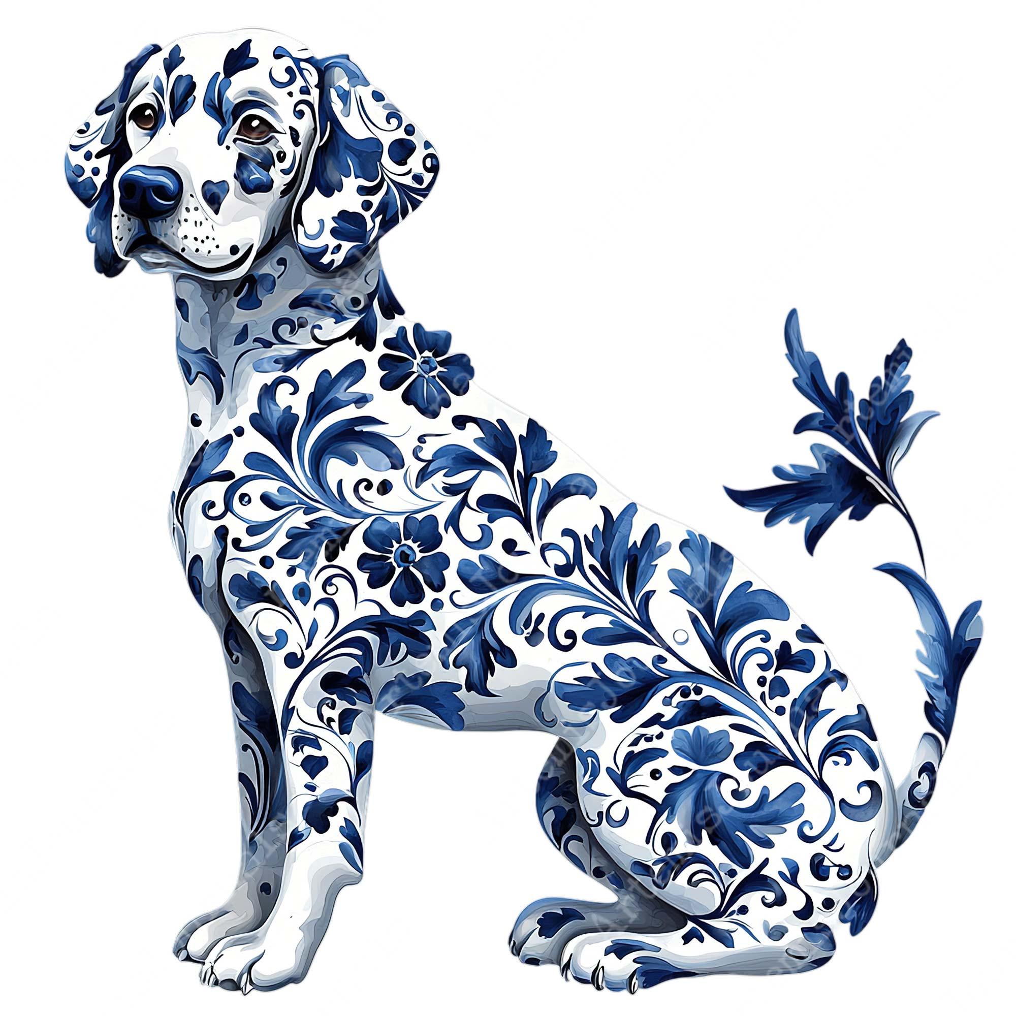 PNG + JPEG Ceramic Tiles Dogs Clipart Bundle Vintage Mediterranean ...