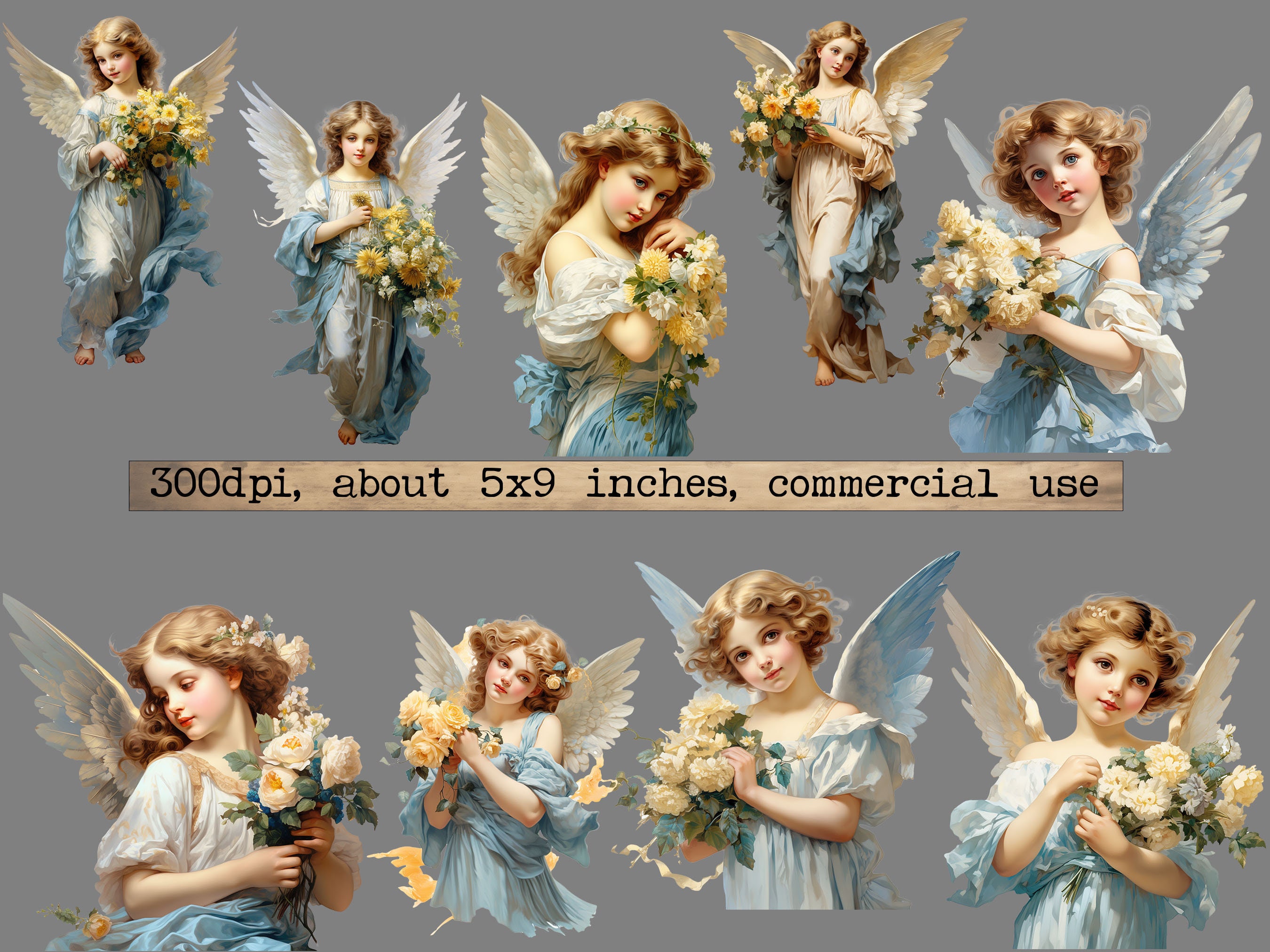 Watercolor Vintage Angel Clipart Bundle Religious Clipart - Etsy