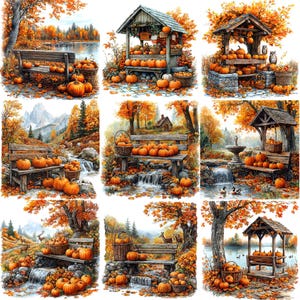 JPEG Fall Clipart - Watercolor Pumpkin Harvest Farm Halloween Autumn ...