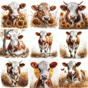 JPEG Watercolor Farmyard Cow Clipart Bundle Cottage Core Farm Land Farm ...