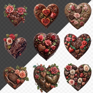 Chocolate Heart Clipart Bundle Valentine Clipart PNG Commercial Use ...