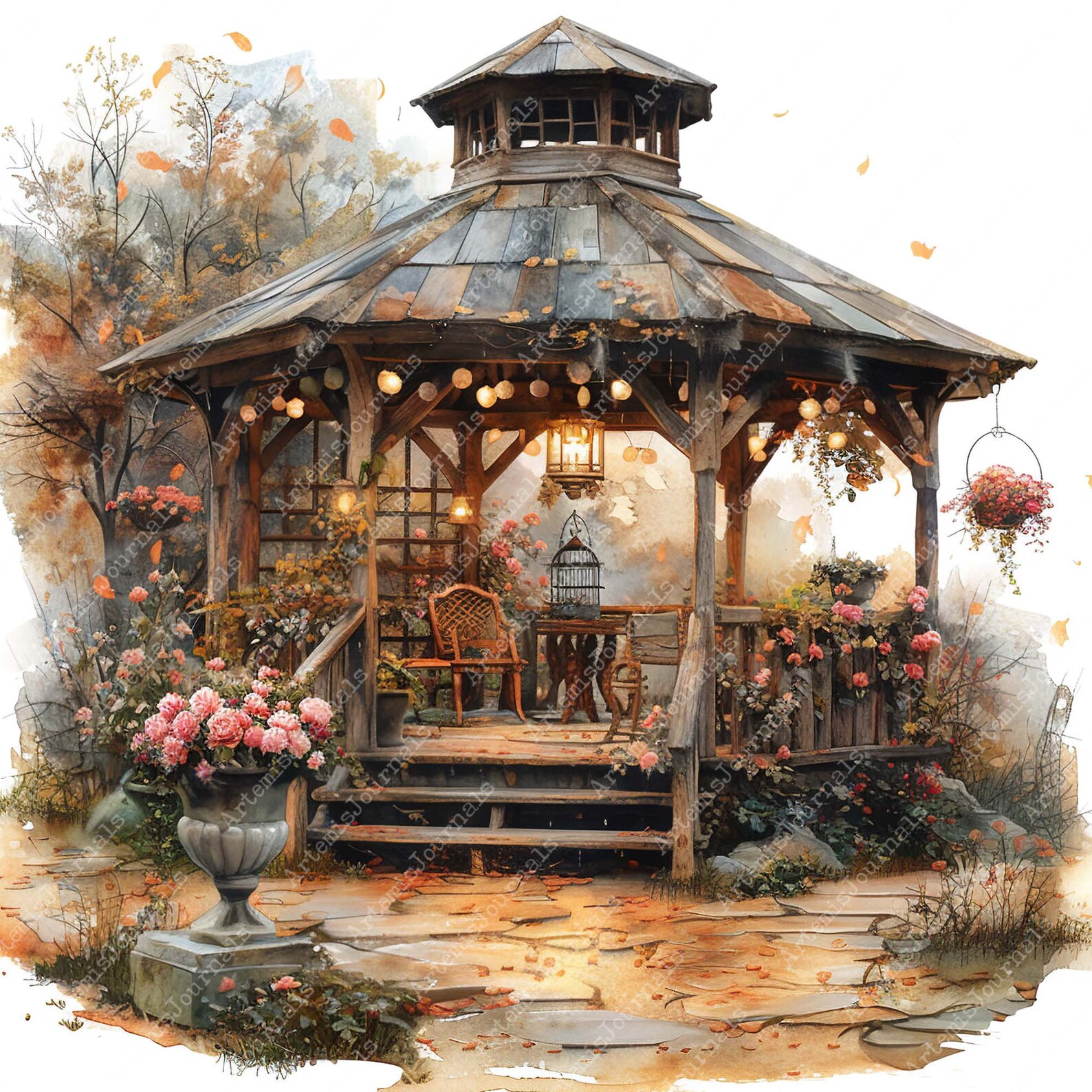 PNG Digital Clipart Illustration Set Old Gazebo JPEG Printable ...