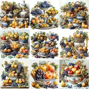 Shabby Chic Fruits Clipart Bundle JPEG Kitchen Art Cottage Art Vintage ...