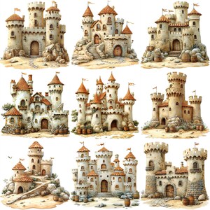 JPEG Watercolor Medieval Castle Clipart Bundle Fantasy Castle ...