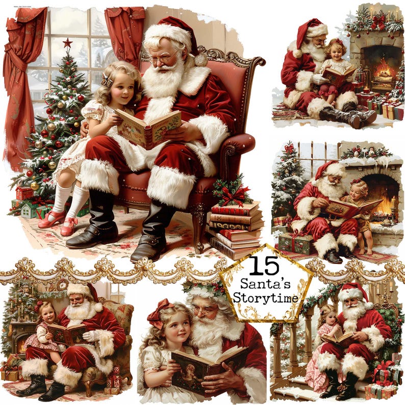 JPEG Vintage Christmas Santa Backgrounds Winter Bookworm Christmas ...