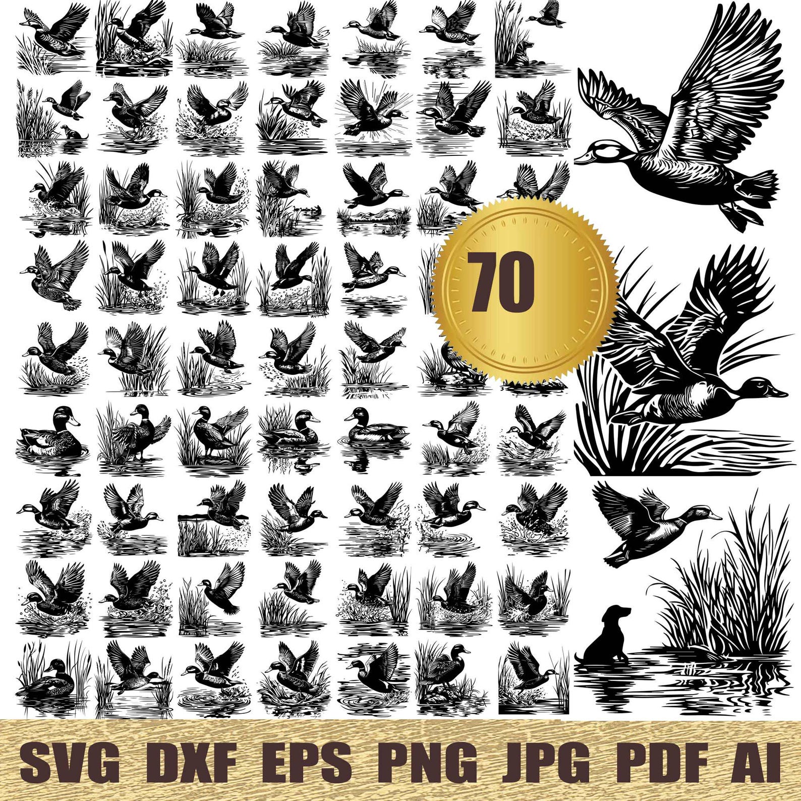 70 Mallard Duck Svg, Dxf, Eps, Ai, Pdf, Jpg Png Hunter Svg, Dxf Files ...