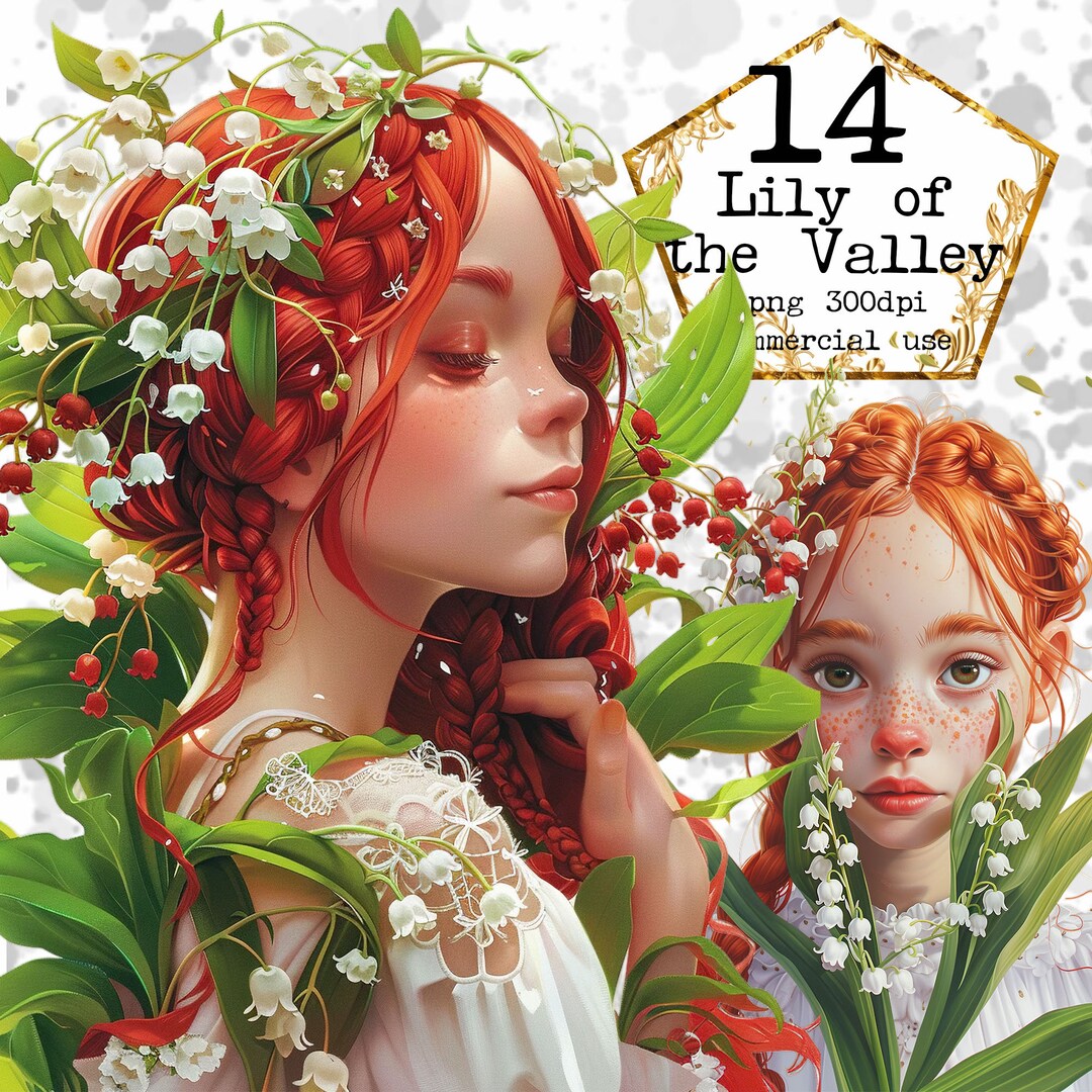 Spring Girl Clipart Bundle Floral Girl Cute Child Lily of the Valley ...