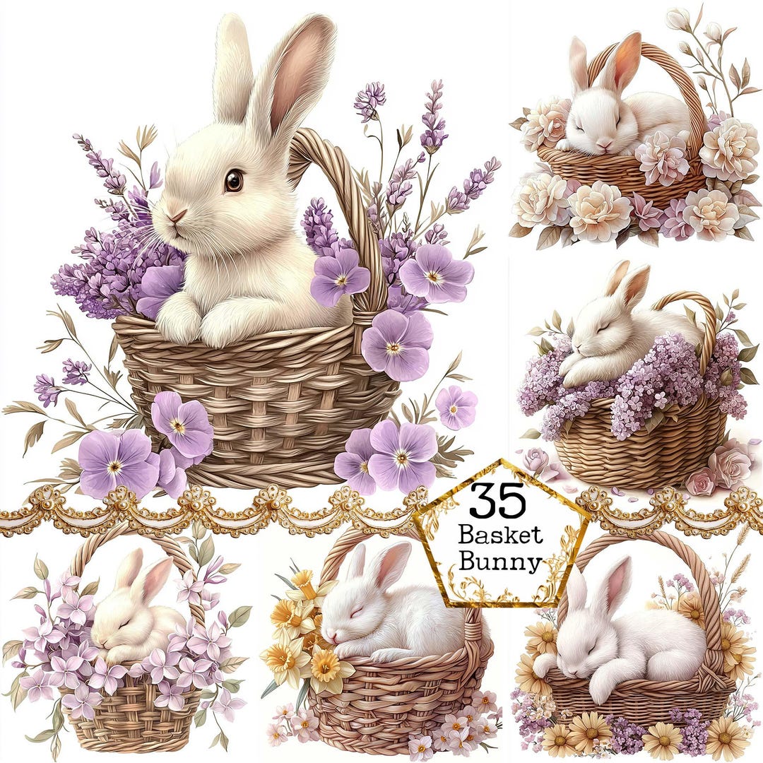 JPEG Watercolor Spring Rabbit Clipart Bundle Cute Bunny Clipart Spring ...