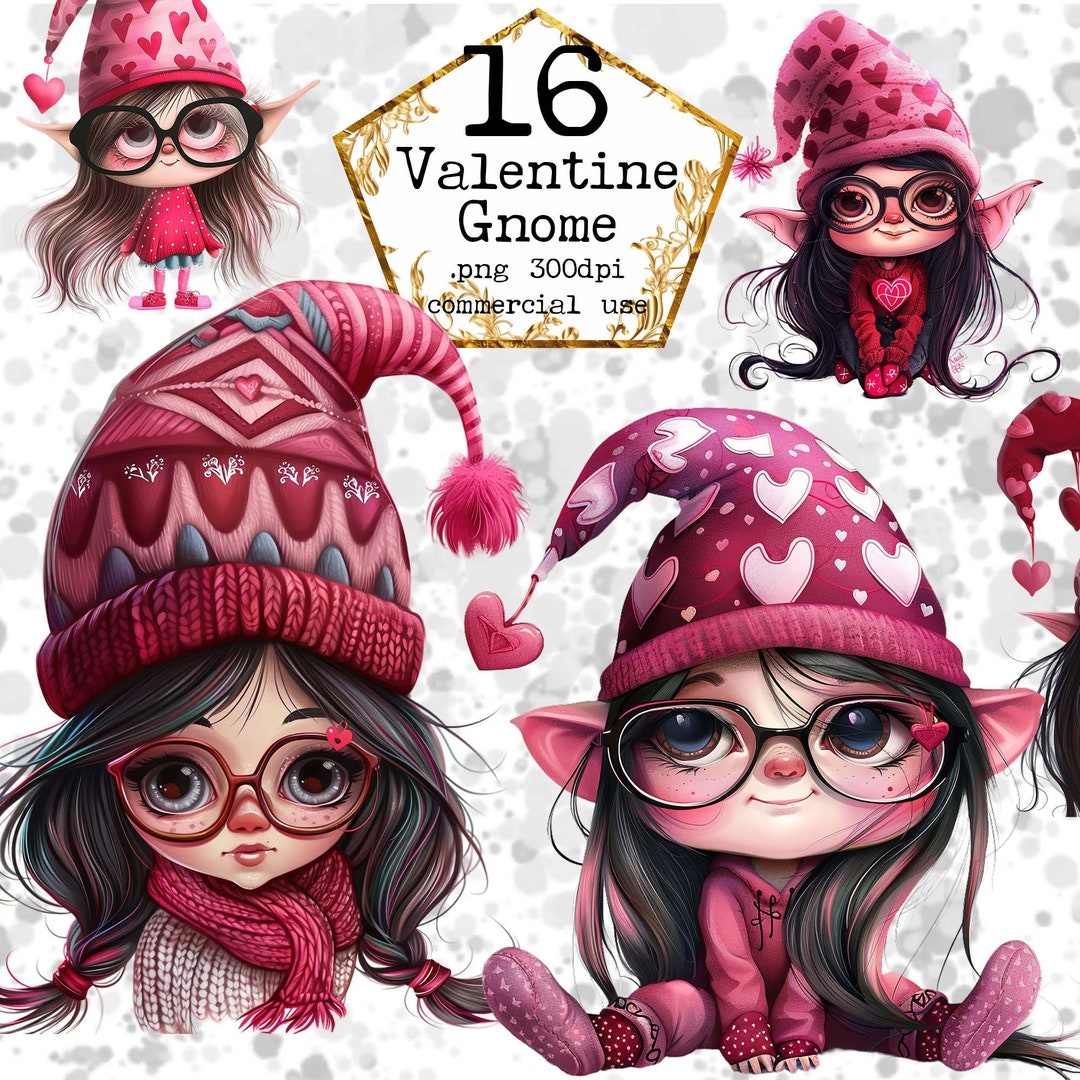 Valentine Gnome Clipart Bundle Gnome Png Valentine Clipart Love Clipart ...