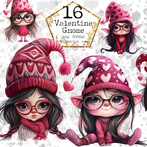 Valentine Gnome Clipart Bundle Gnome Png Valentine Clipart Love Clipart ...