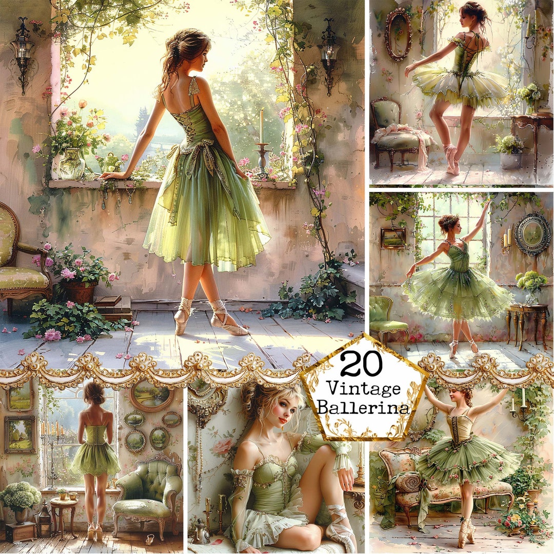 Watercolor Shabby Chic Ballerina JPEG Instant Download Interiors ...