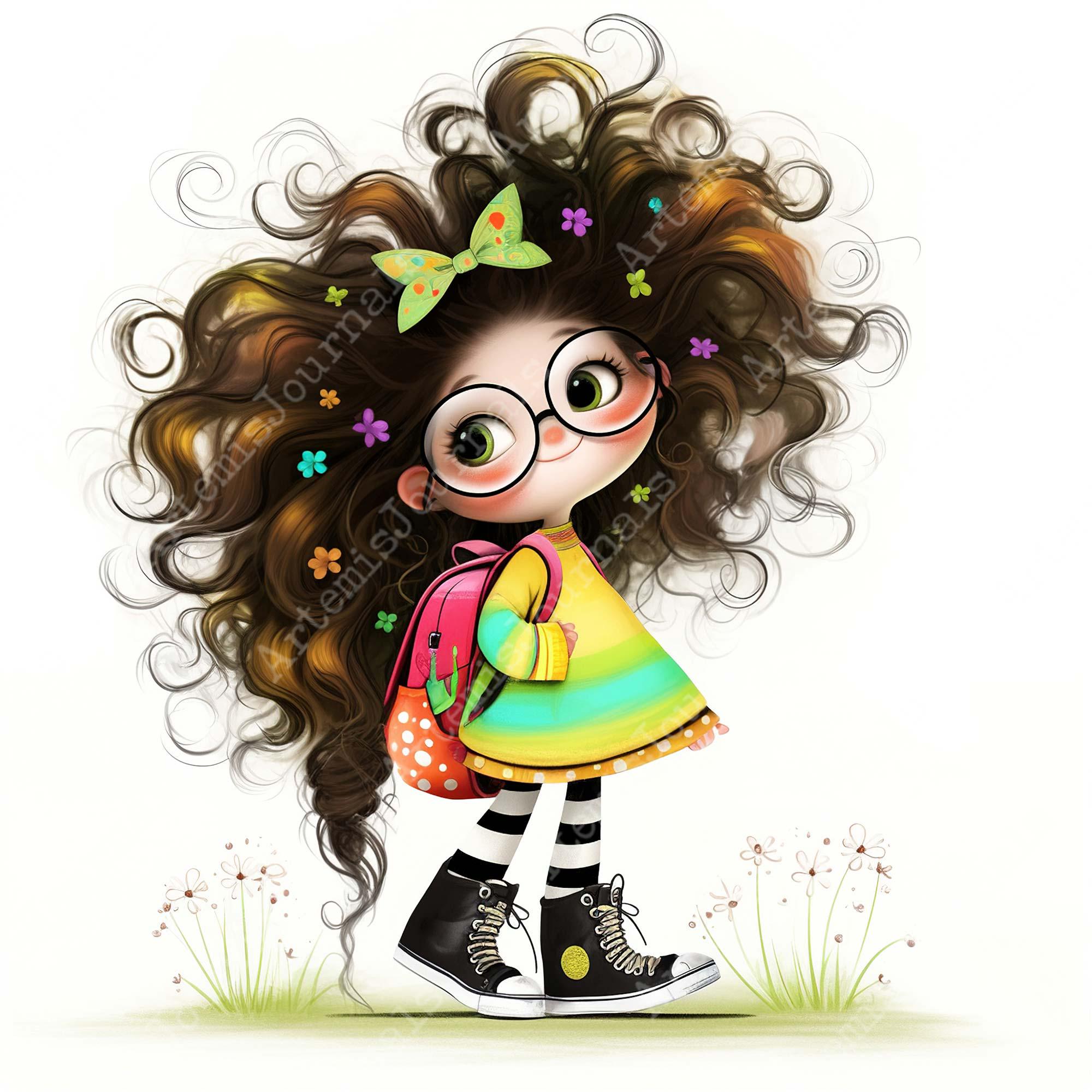 JPEG Quirky Student Clipart Bundle Whimsical Student Schooltime Student ...