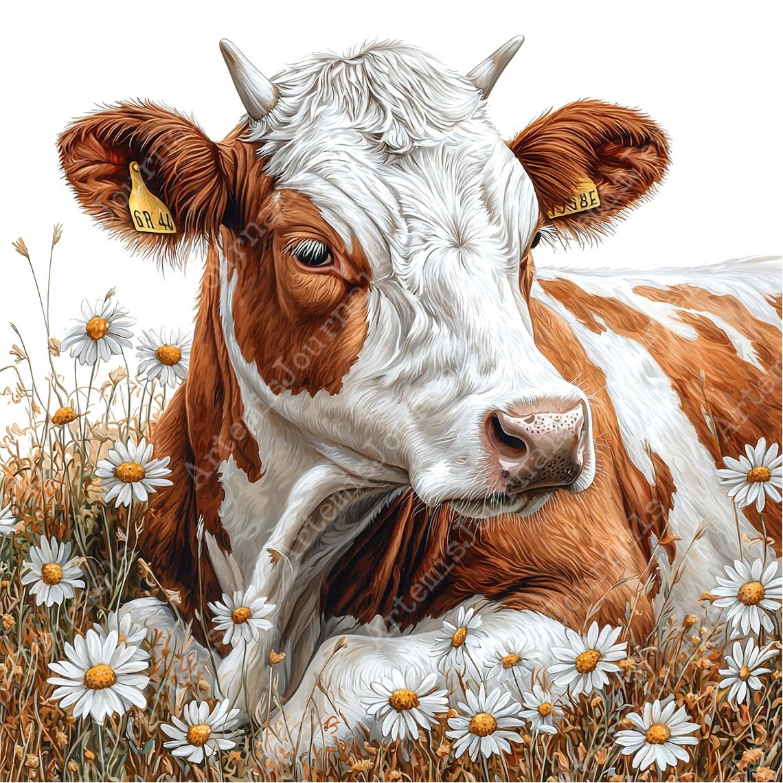 JPEG Watercolor Farmyard Cow Clipart Bundle Cottage Core Farm Land Farm ...