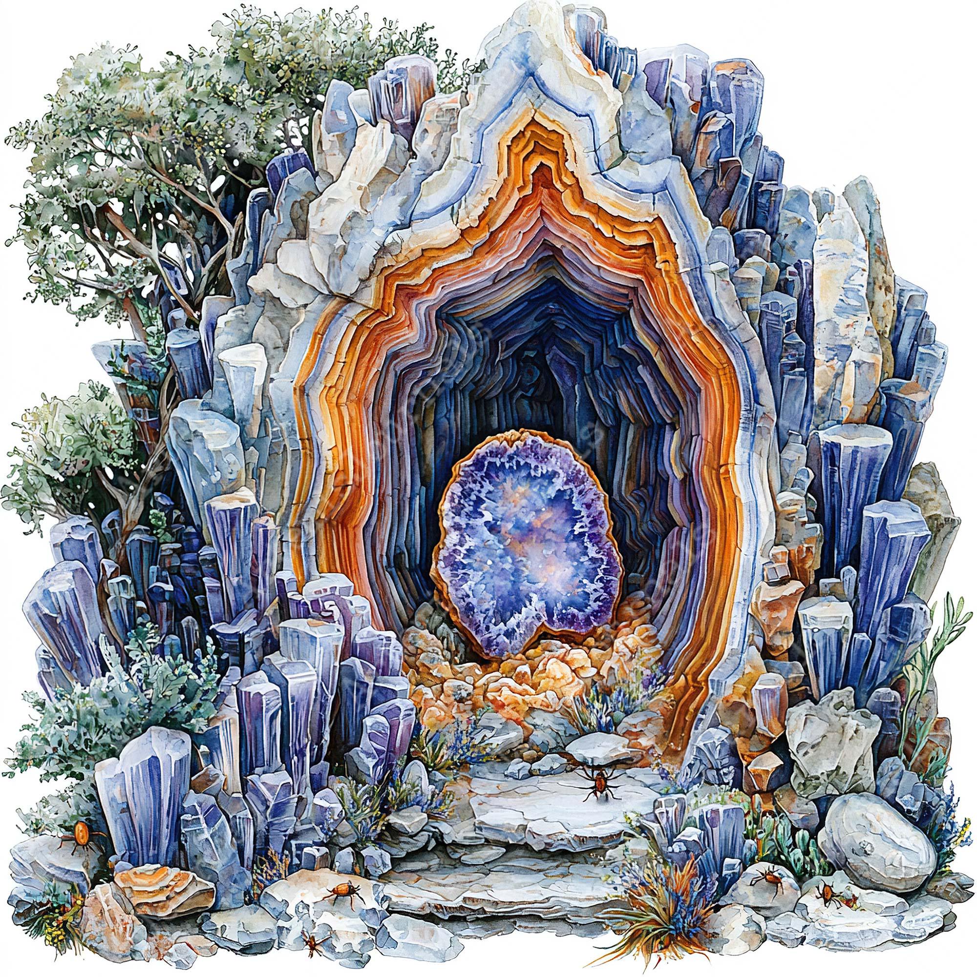 JPEG Watercolor Geode Clipart Geode Digital Graphic Clipart Bundle ...