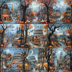 JPEG Whimsical Halloween Spooky Town Backgrounds Graphics Paris Rome ...