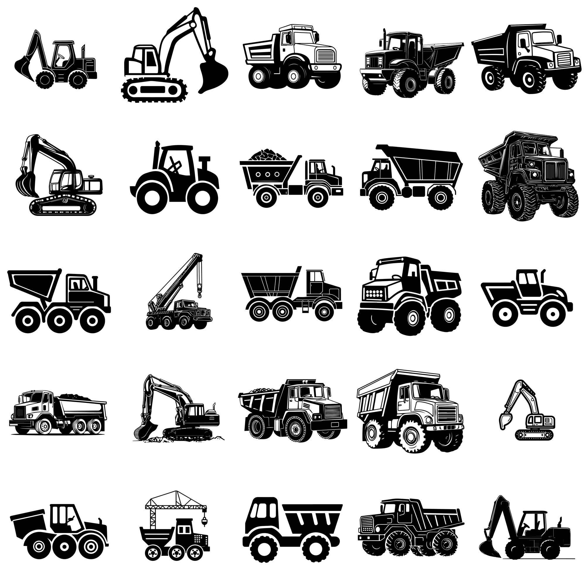 200 Construction Vehicle SVG Bundle Vector Files Construction Laser Cut ...