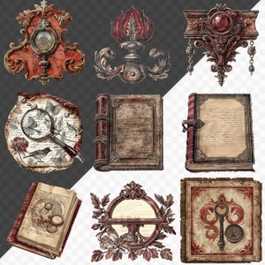 PNG BIG Vintage Ephemera Clipart Bundle Monochromatic Clipart ...