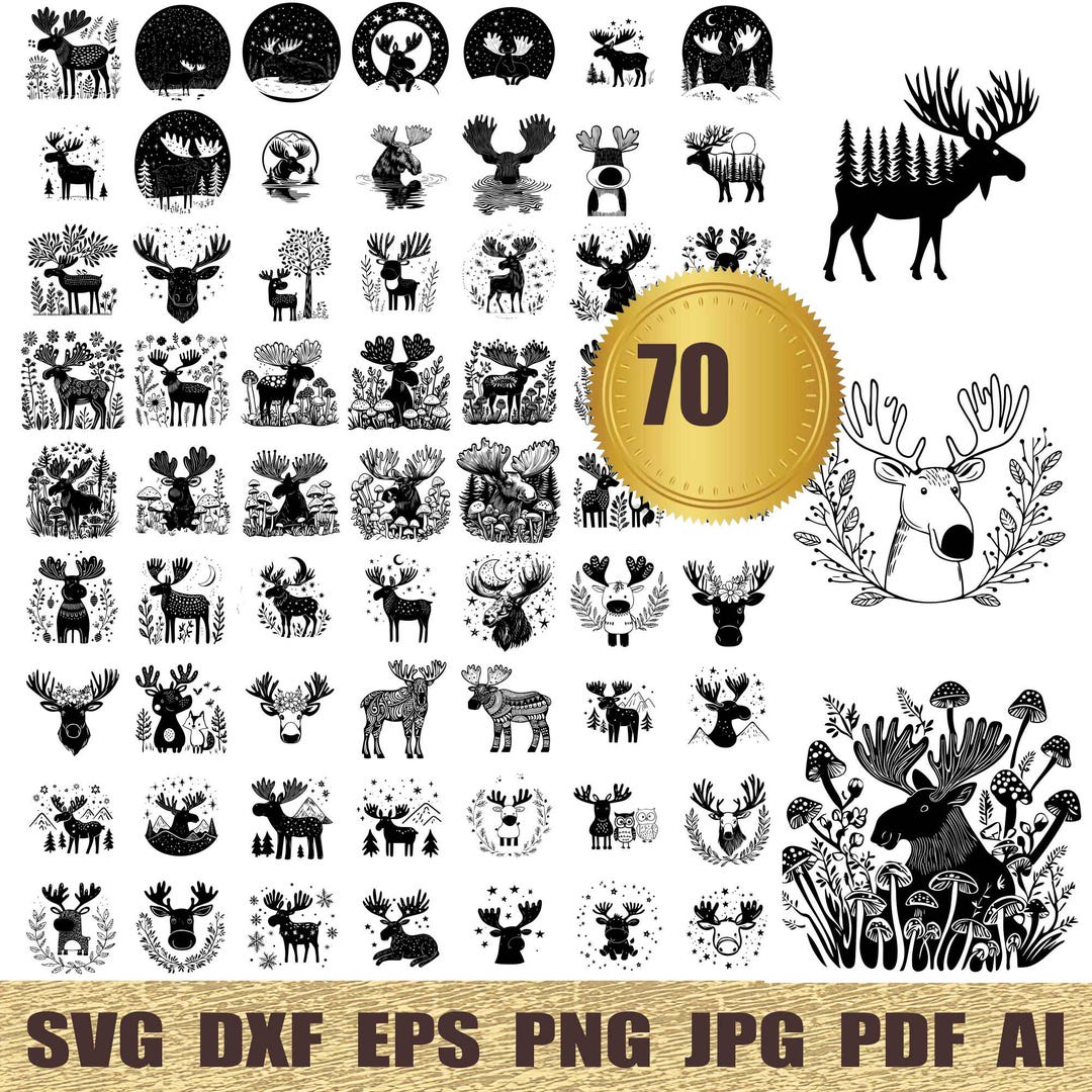70 Moose Svg, Dxf, Eps, Ai, Pdf, Jpg, Png Moose Vector Files, Moose ...