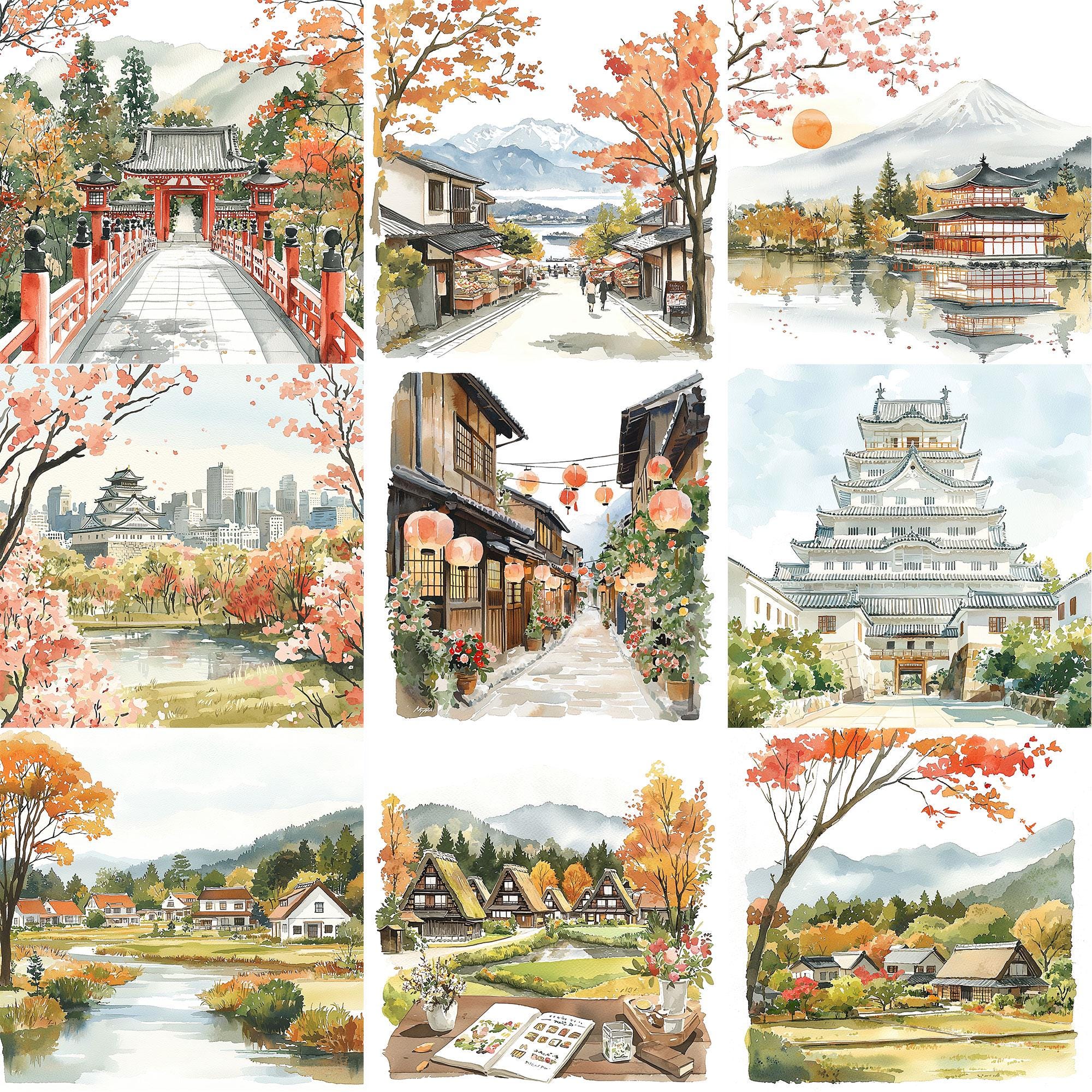 JPEG Watercolor Japan Clipart Bundle Asian Clipart Country Clipart ...