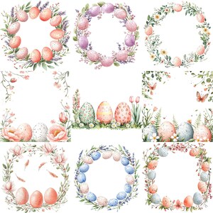 PNG + JPEG Watercolor Easter Egg Frames Clipart Bundle Spring Borders ...