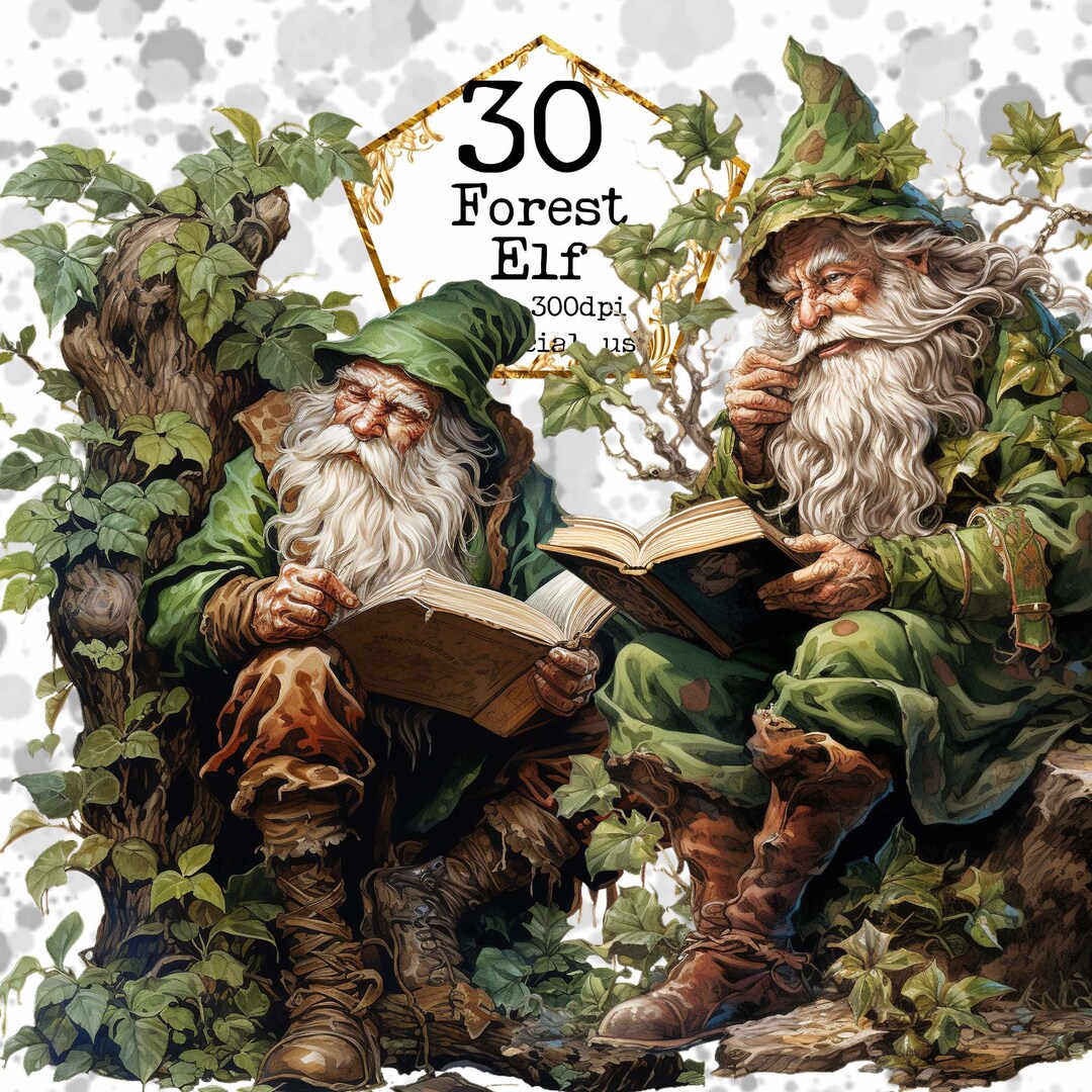PNG Watercolor Forest Elf Clipart Bundle PNG Tree Elf PNG Instant ...