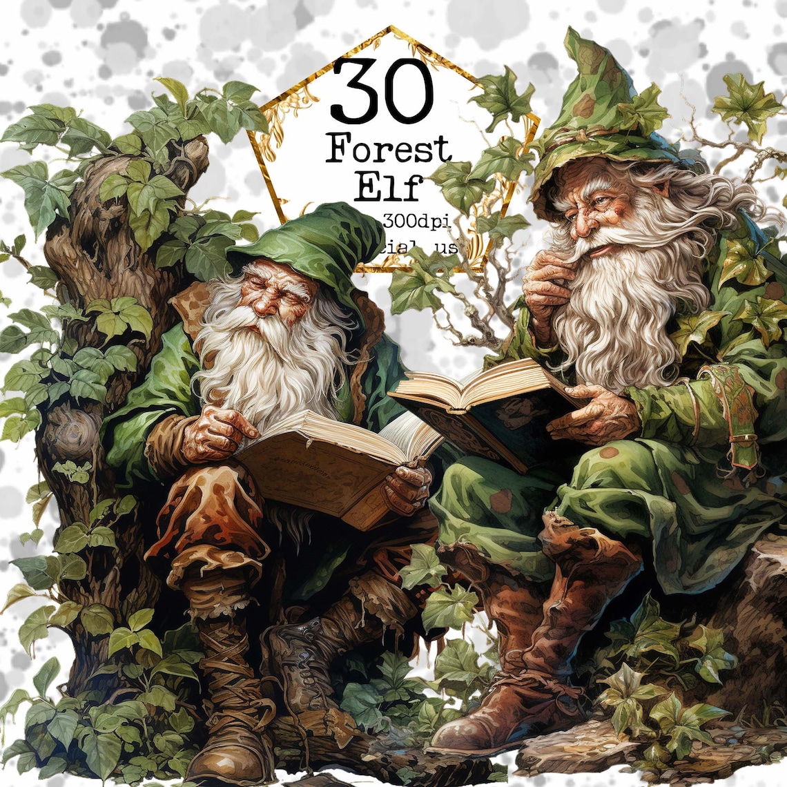 PNG Watercolor Forest Elf Clipart Bundle PNG Tree Elf PNG Instant ...