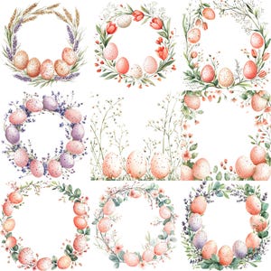 PNG + JPEG Watercolor Easter Egg Frames Clipart Bundle Spring Borders ...