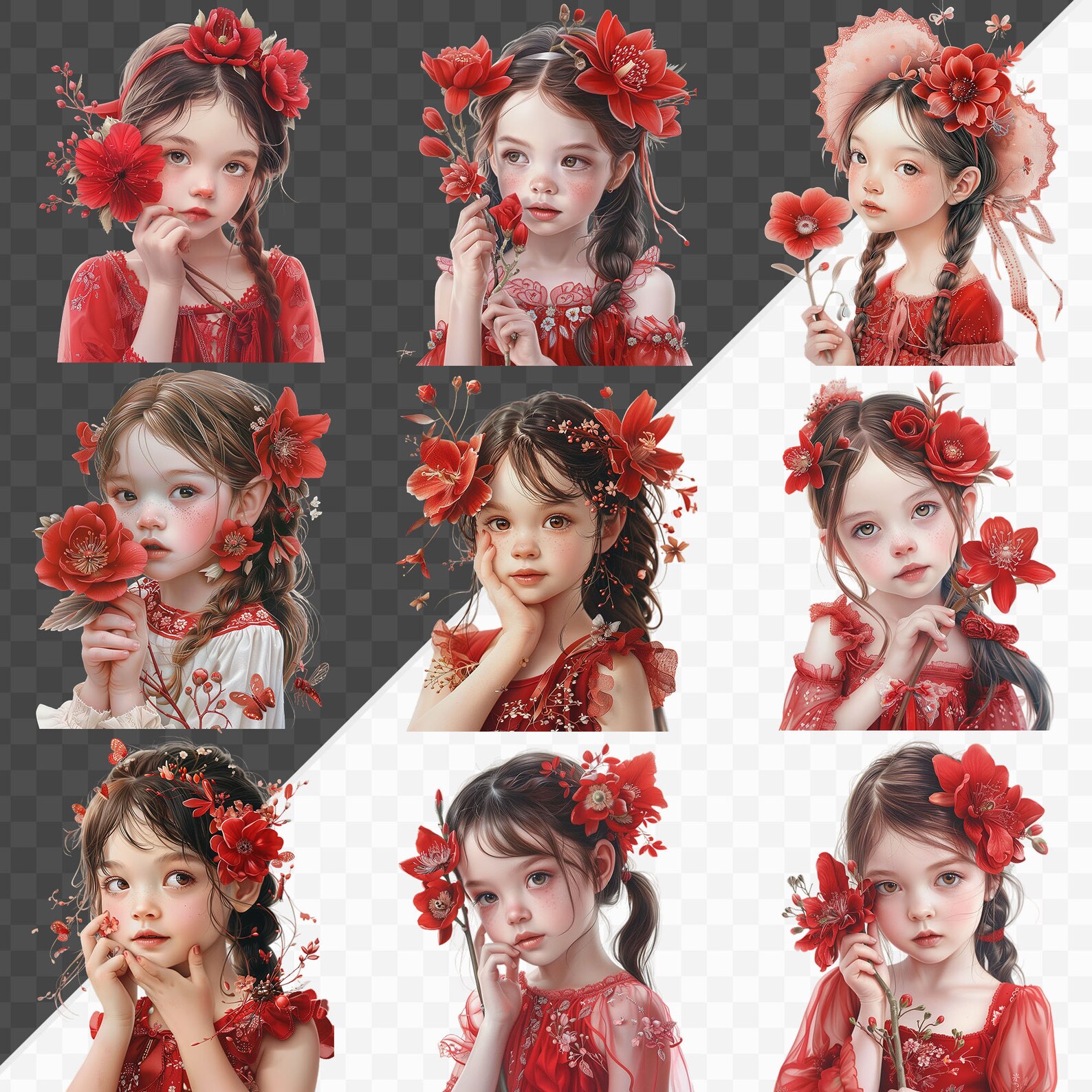 PNG Spring Girl Clipart Bundle Floral Girl Cute Little Child PNG ...