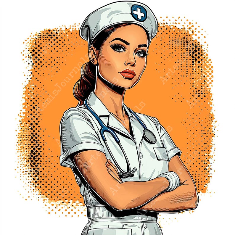 JPEG Retro Nurse Clipart Bundle Pop Art Retro Nurse Clipart Commercial ...