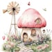 JPEG Watercolor Toadstool Clipart Bundle Pastel Pink Mushroom House ...