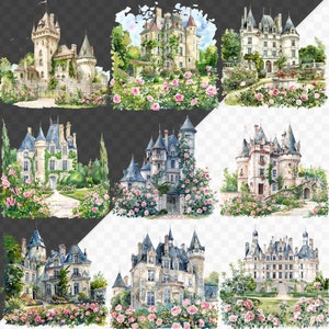 PNG Watercolor Castle Clipart Bundle Royal Clipart Majestic Clipart ...
