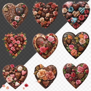 Chocolate Heart Clipart Bundle Valentine Clipart PNG Commercial Use ...
