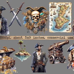 Big Watercolor Pirate Bundle Clipart, Transparent PNG, Ship Clipart ...