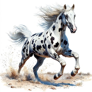 JPEG Watercolor Appaloosa Horse Clipart Bundle Galloping Horse ...
