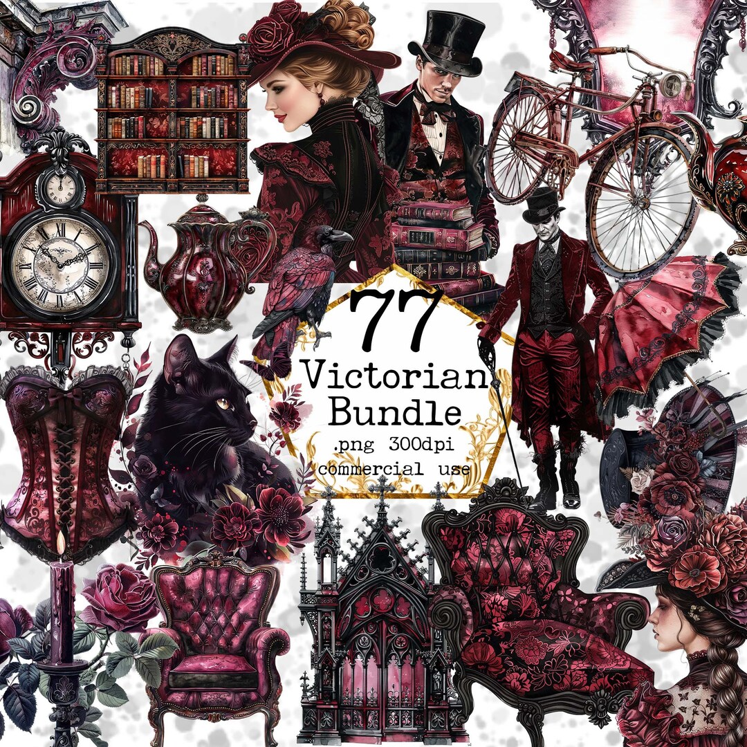 Big Watercolor Victorian Clipart Printable Retro Decor Vintage Junk ...