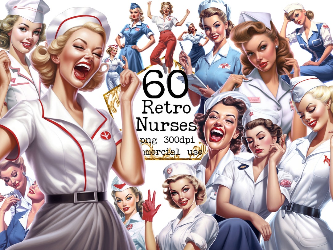 PNG Retro Nurse Clipart PNG Bundle, '50s Transparent PNG, Wwii Clipart ...