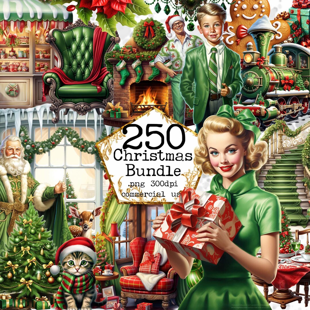 PNG Christmas Clipart Bundle: Diverse PNG Images, Matching Color ...