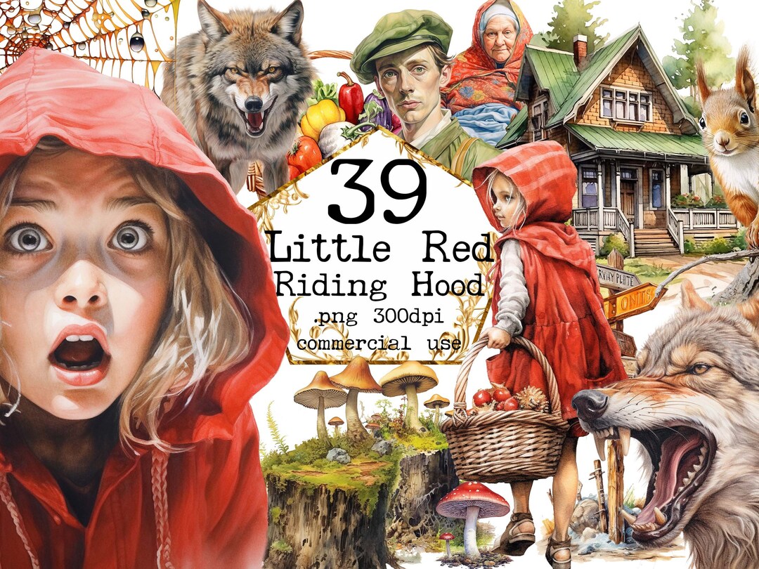 Little Red Riding Hood Bundle PNG, Transparent Clipart, Wolf, Fairy ...