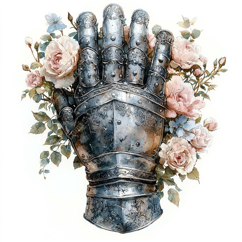 JPEG Watercolor Floral Knights Armor Clipart Bundle Medieval Knight ...
