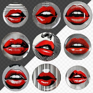 PNG Retro Lips Clipart PNG, Lips Clipart, Black and White Lips, Digital ...